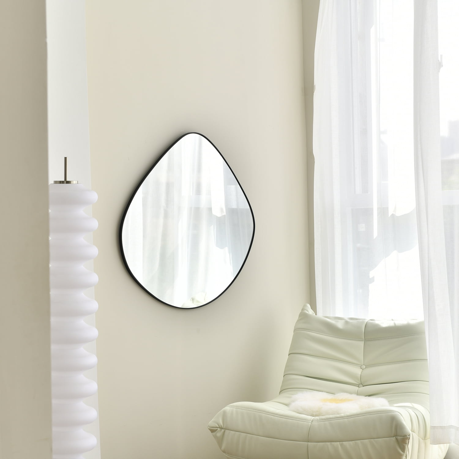 Asymmetrical Wall Mirror Mat Black Framed Wall Mirror for Living Room ...