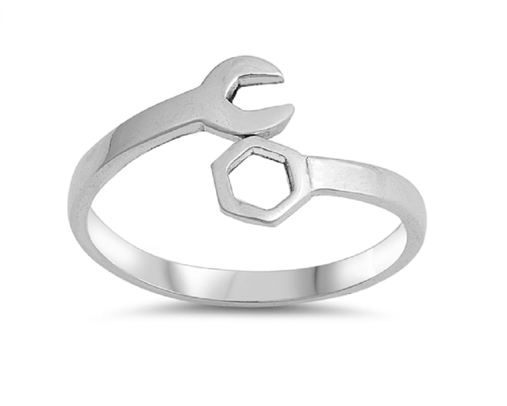 Sterling Silver Plain Wrench Ring - Walmart.com