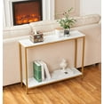 Console Table for Entryway, Faux Marble MDF Sofa Table with Golden ...
