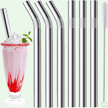 Sinvic 0.5'' Wide Stainless Steel Straws, Reusable for Jumbo Drinks ...