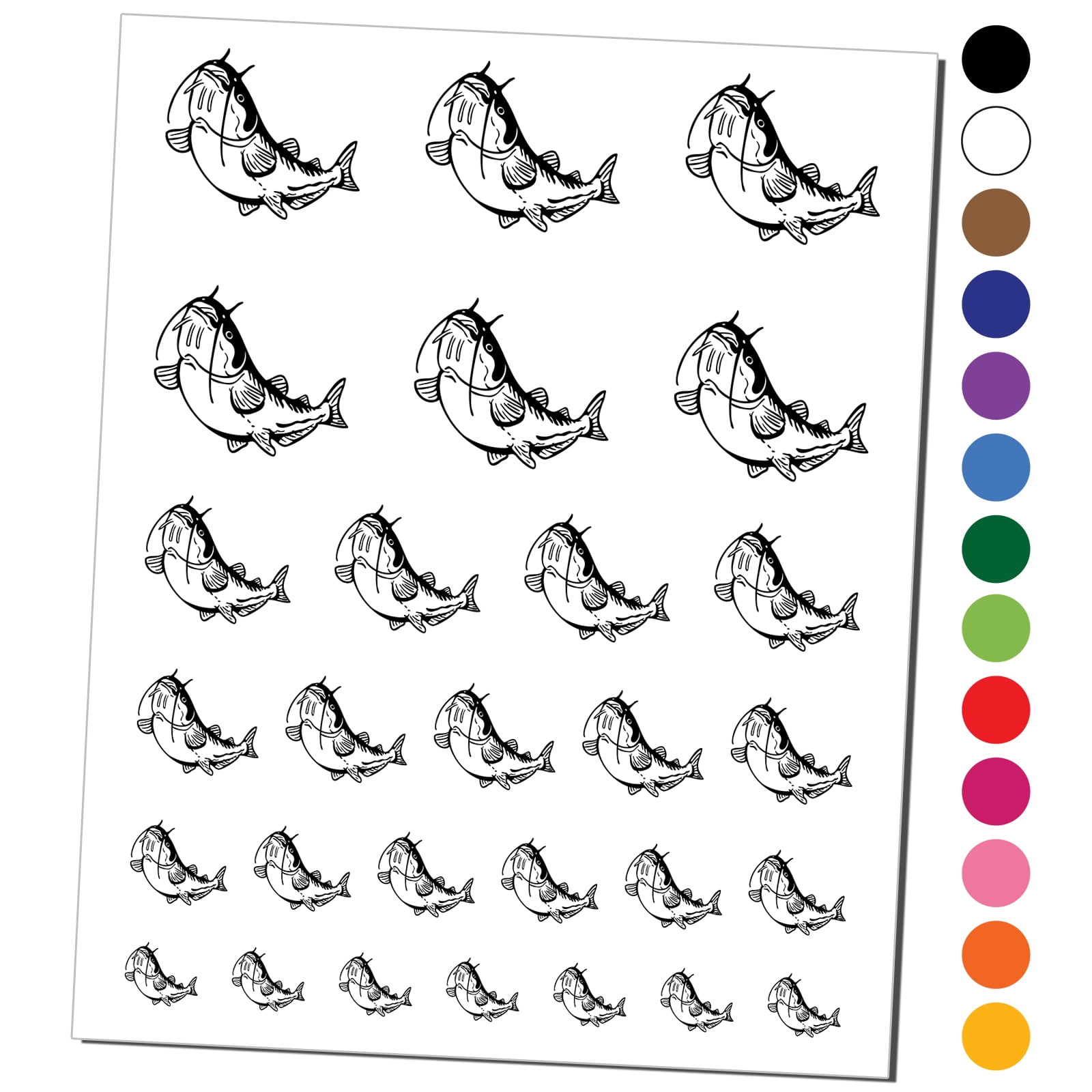 Fat Catfish with Whiskers and Stripes Water Resistant Temporary Tattoo ...