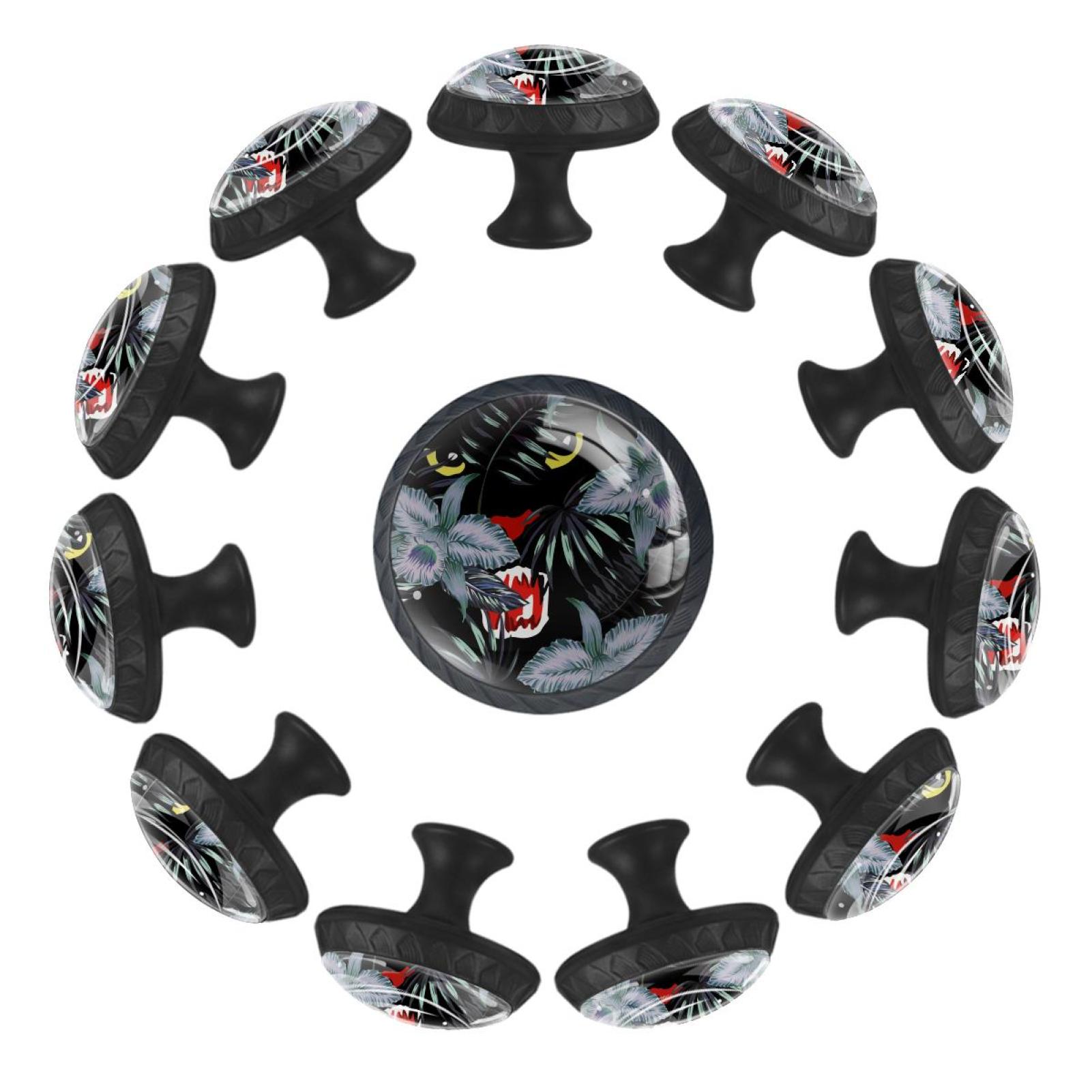12 Pack Round Crystal Glass Knobs Hunting Panther Jungle Pull Handle ...