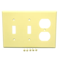 Leviton 000-78021-000 Light Almond 3-Gang 2-Toggle 1-Duplex Combo Wall ...