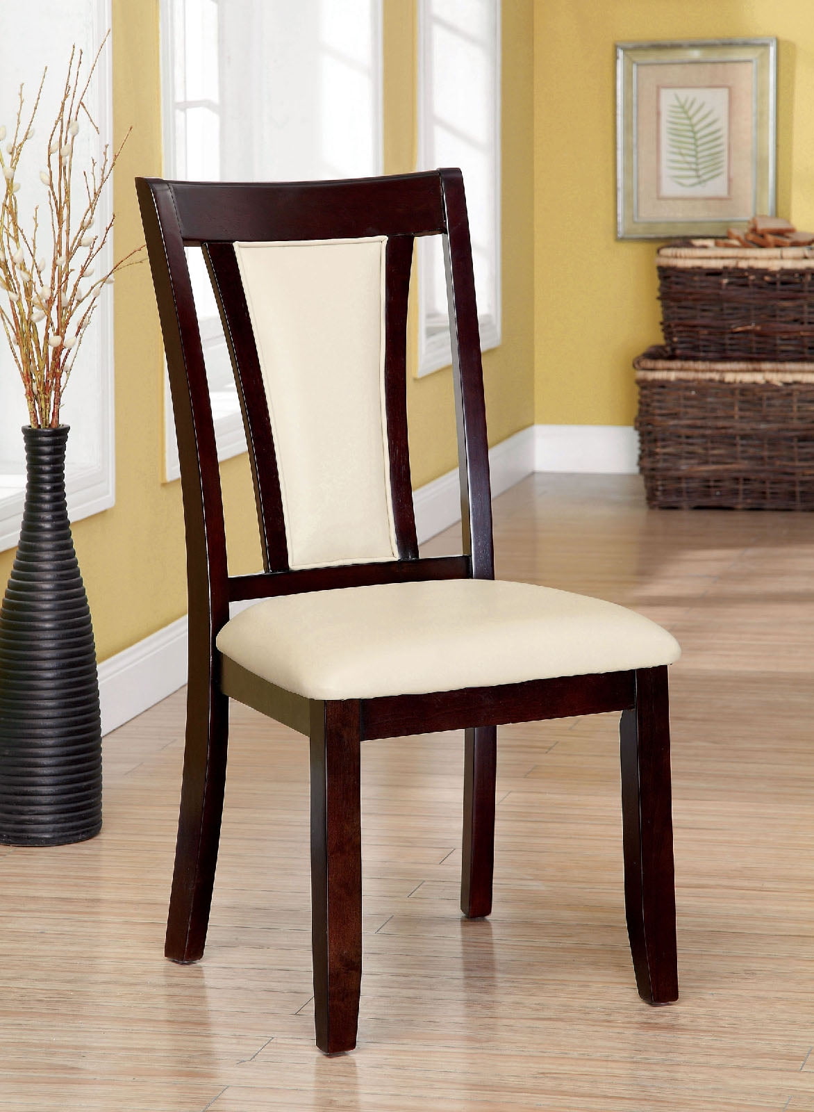 CoSoTower Contemporary Set Of 2 Side Chairs Dark Cherry And Ivory Solid ...