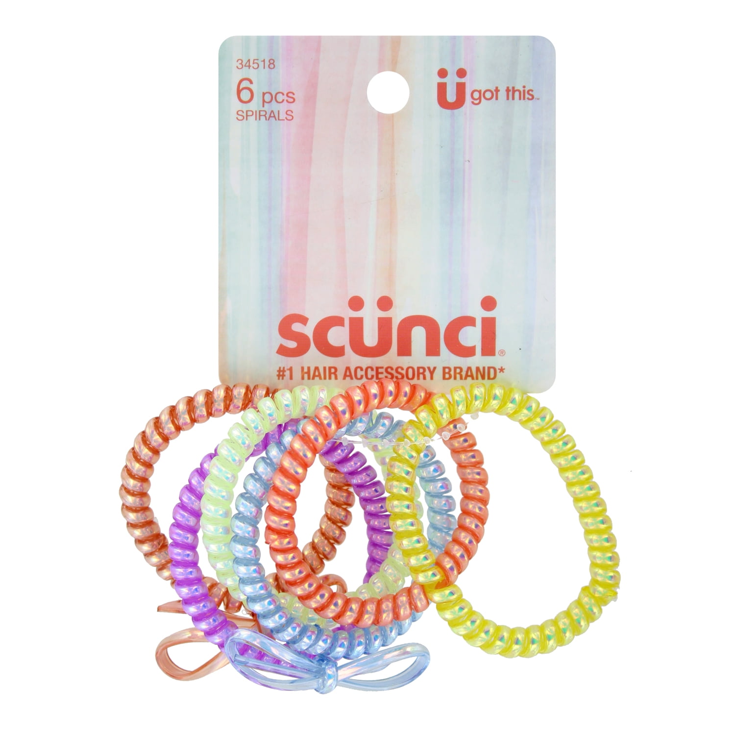 Scunci Hair Spirals With 2 Easter Bows, Assorted Colors, 6 Pieces ...