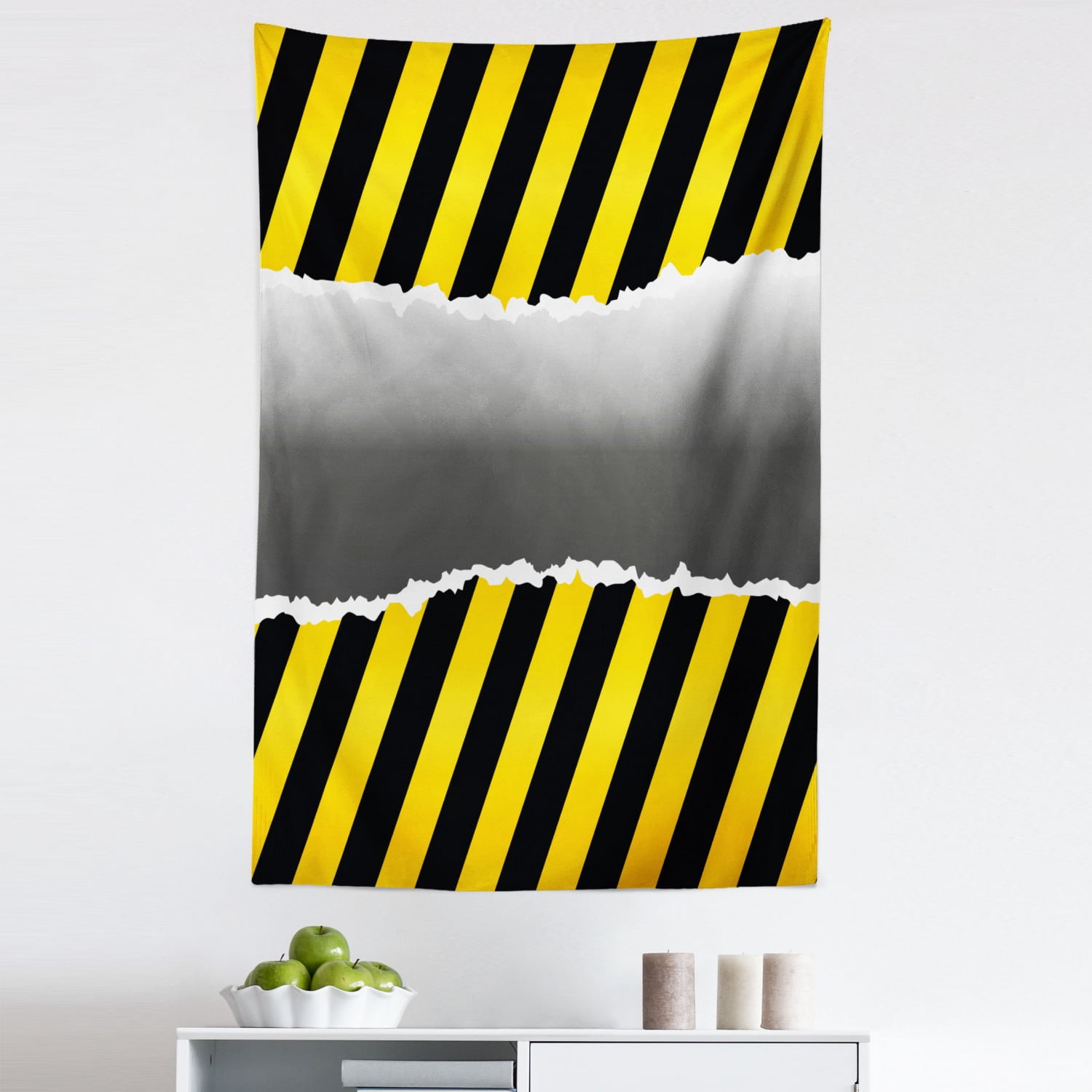 Construction Tapestry, Ripped Sign Working Site Danger Hazard Progress ...