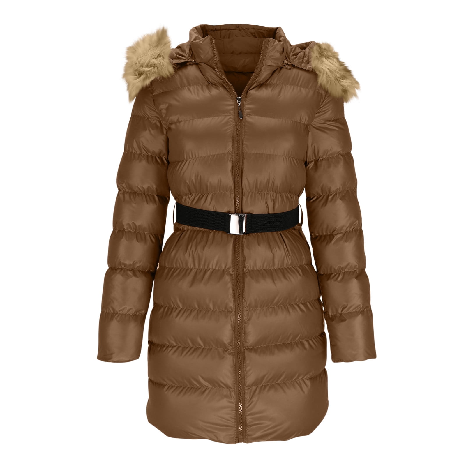 Qetyuw Winter Puffer Coat for Women Full Zip Up Long Sleeve Open Front ...