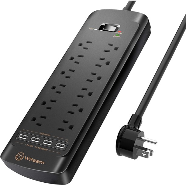 Witeem Power Strip, Surge Protector with 12 AC Outlets and 4 USB ...