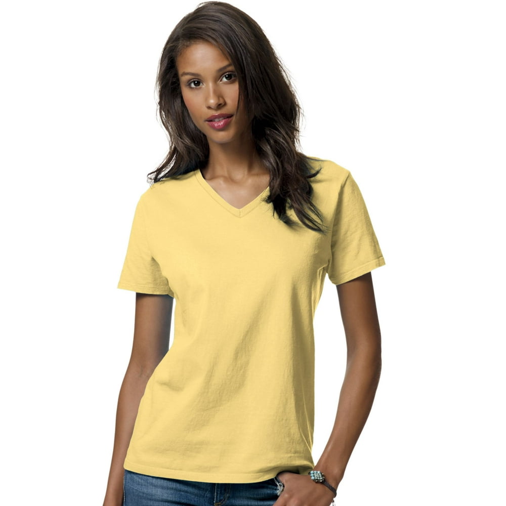 Hanes Hanes Comfortsoft Relaxed Fit Women`s V Neck T Shirt Best Seller 5780 M Walmart