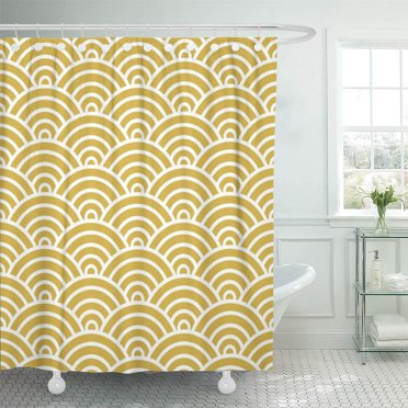 ARTJIA Modern Arrow Fletching Pattern Mustard Yellow Bathroom Shower ...