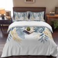 Country Leaf Duvet Cover Set Twin Size, Rustic Botanical Gold Green ...