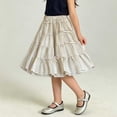 Floleo Girls Striped Tiered Skirt Kids Elastic Waist Midi Skirt Bow ...