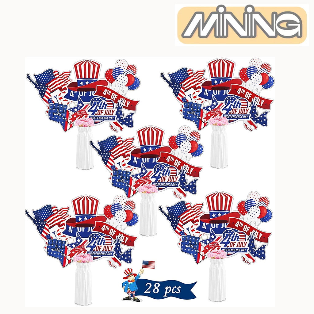 28 Pcs Patriotic Party Decorations 4th Of July Centerpiece Sticks