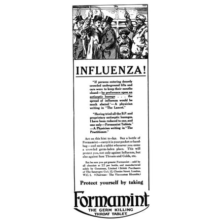 London: Influenza Epidemic. /Nenglish Newspaper Advertisement, 1918 ...