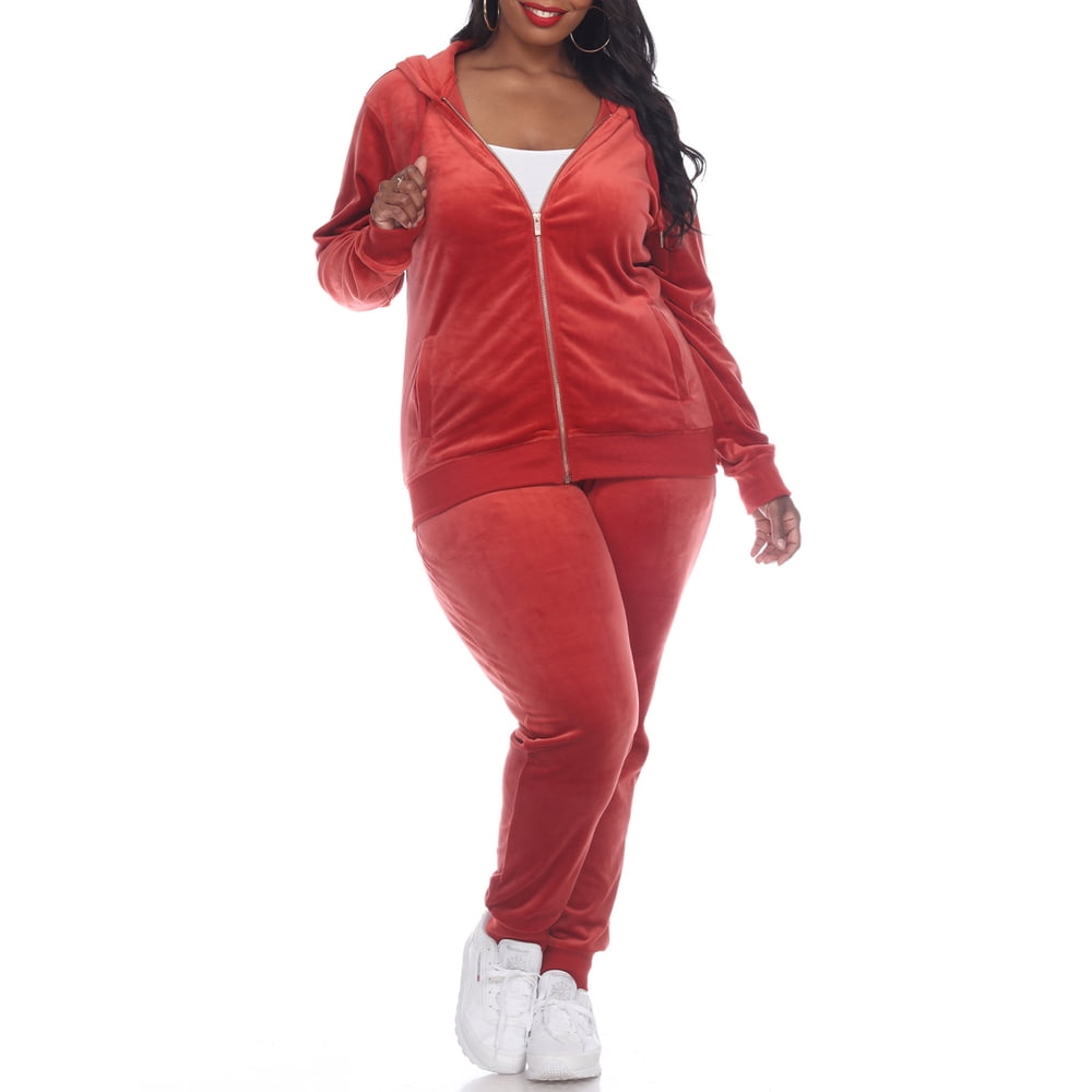 White Mark - White Mark Women's Plus Size 2 Piece Velour Tracksuit Set ...
