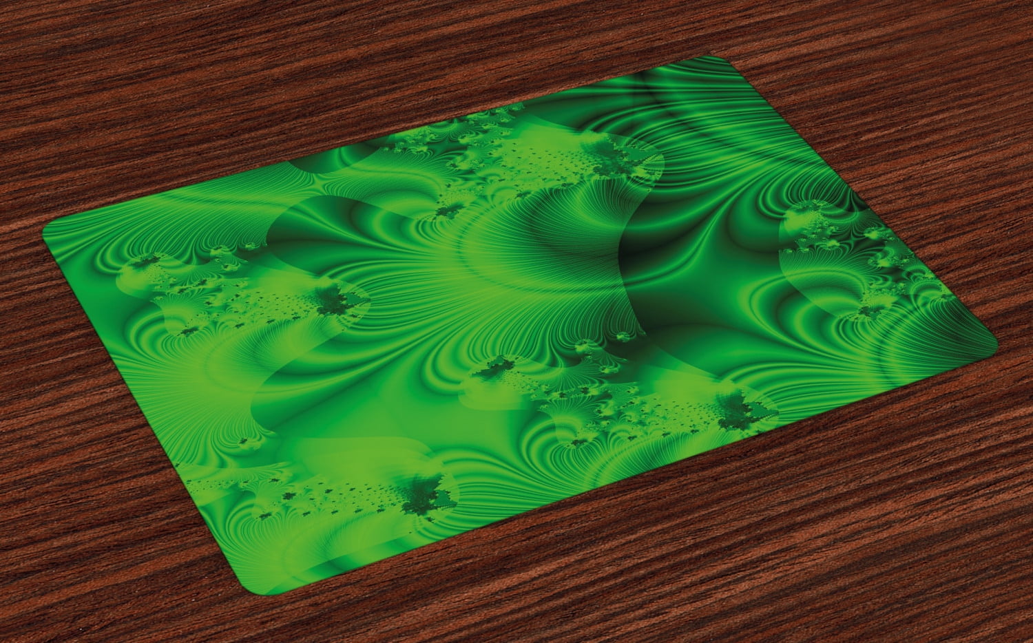 Lime Green Placemats Set of 4 Vibrant Abstract Hazy Psychedelic Wavy ...