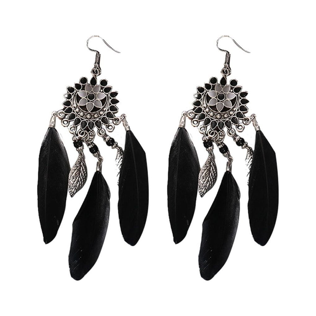 Click here for Braveheart Sunflower Tassel Feathers Earrings Bohe... prices