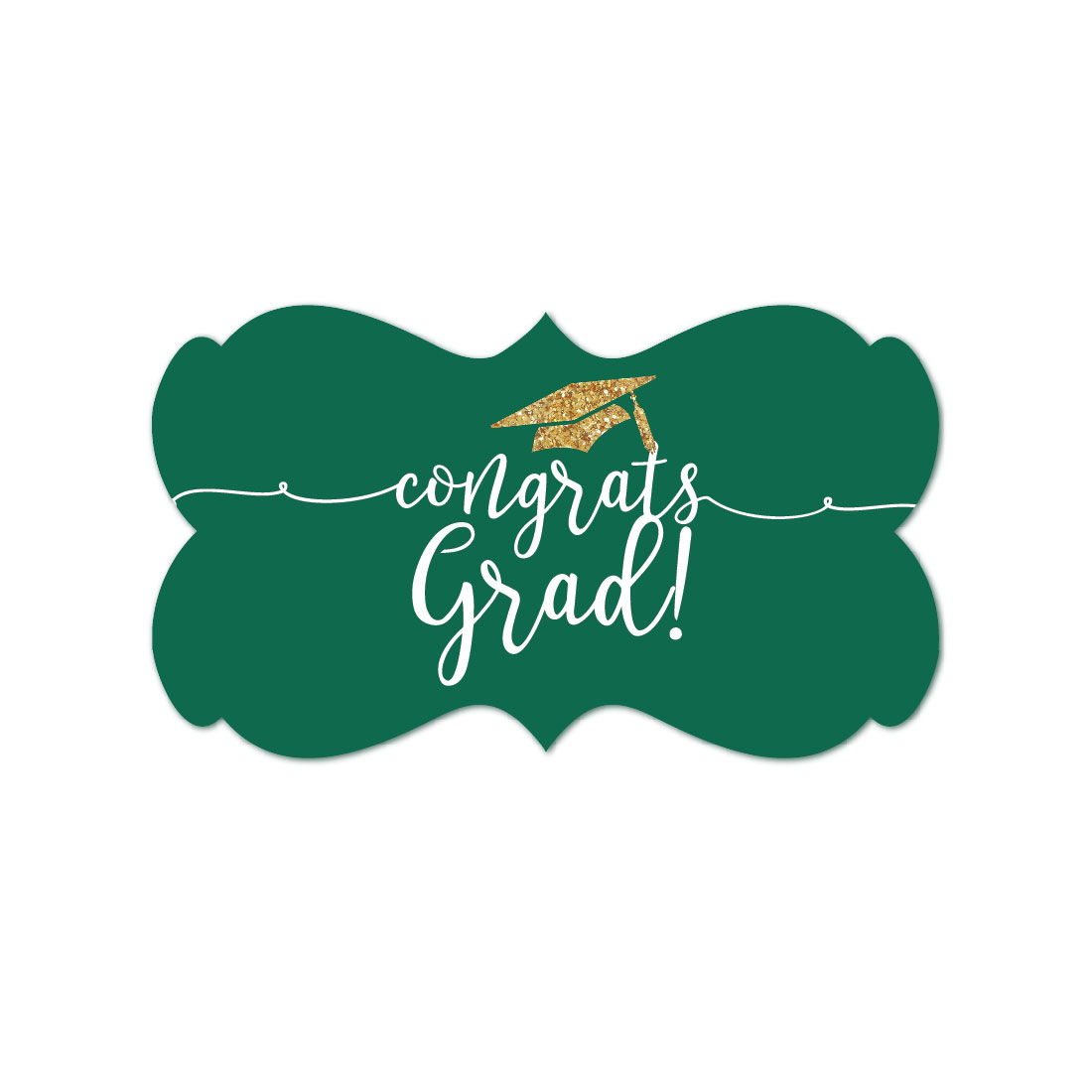Emerald Forest Green and Gold Glittering Graduation Party, Fancy Frame ...