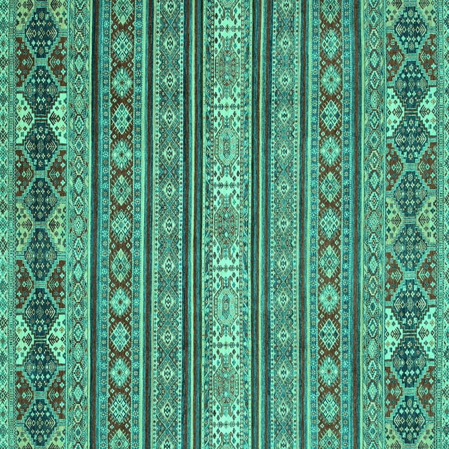 Ahgly Company Machine Washable Indoor Square Oriental Turquoise Blue ...