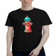 LNFAUEAPRINT New Year's Morning Fire Hydrant Graphic T-Shirt, Black ...
