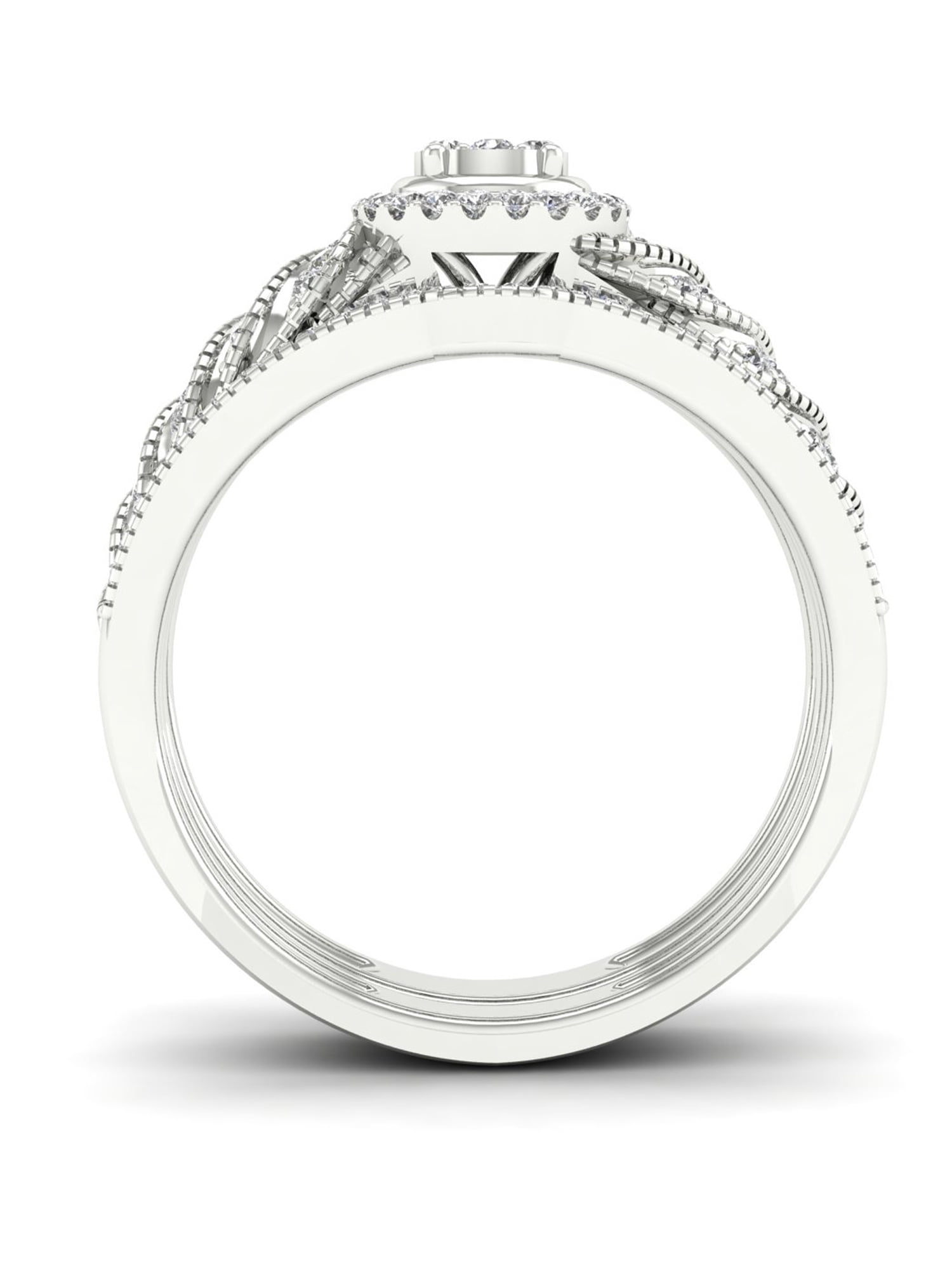 1/4Ct TDW Diamond S925 Sterling Silver Cluster Halo Vintage Style ...