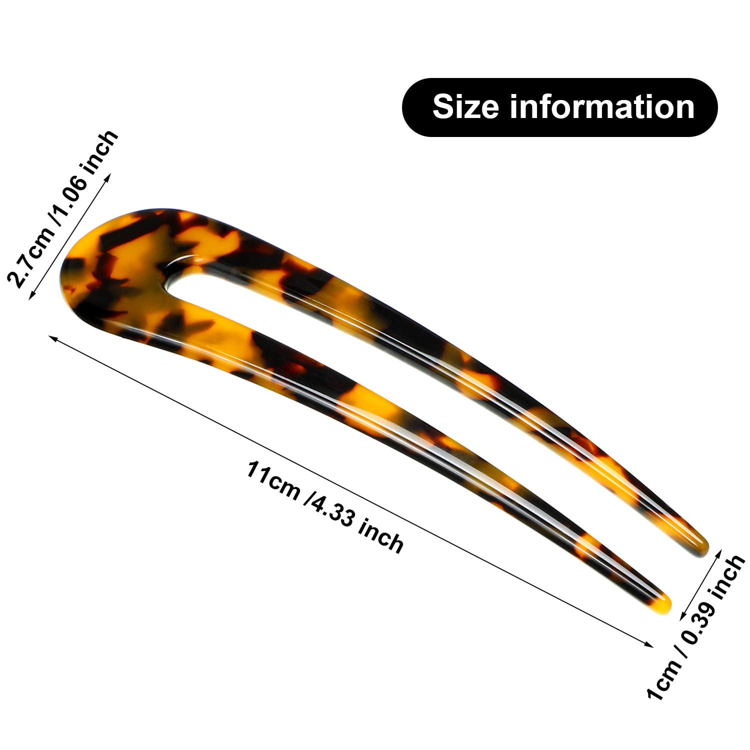 4 Pieces French U-shaped Hairpin with Two Prongs U Shape Hair Clips Pin ...