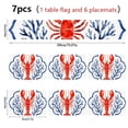 7 Piece Linen Table Runner and Placemats Set, Red Lobster Blue Frame ...
