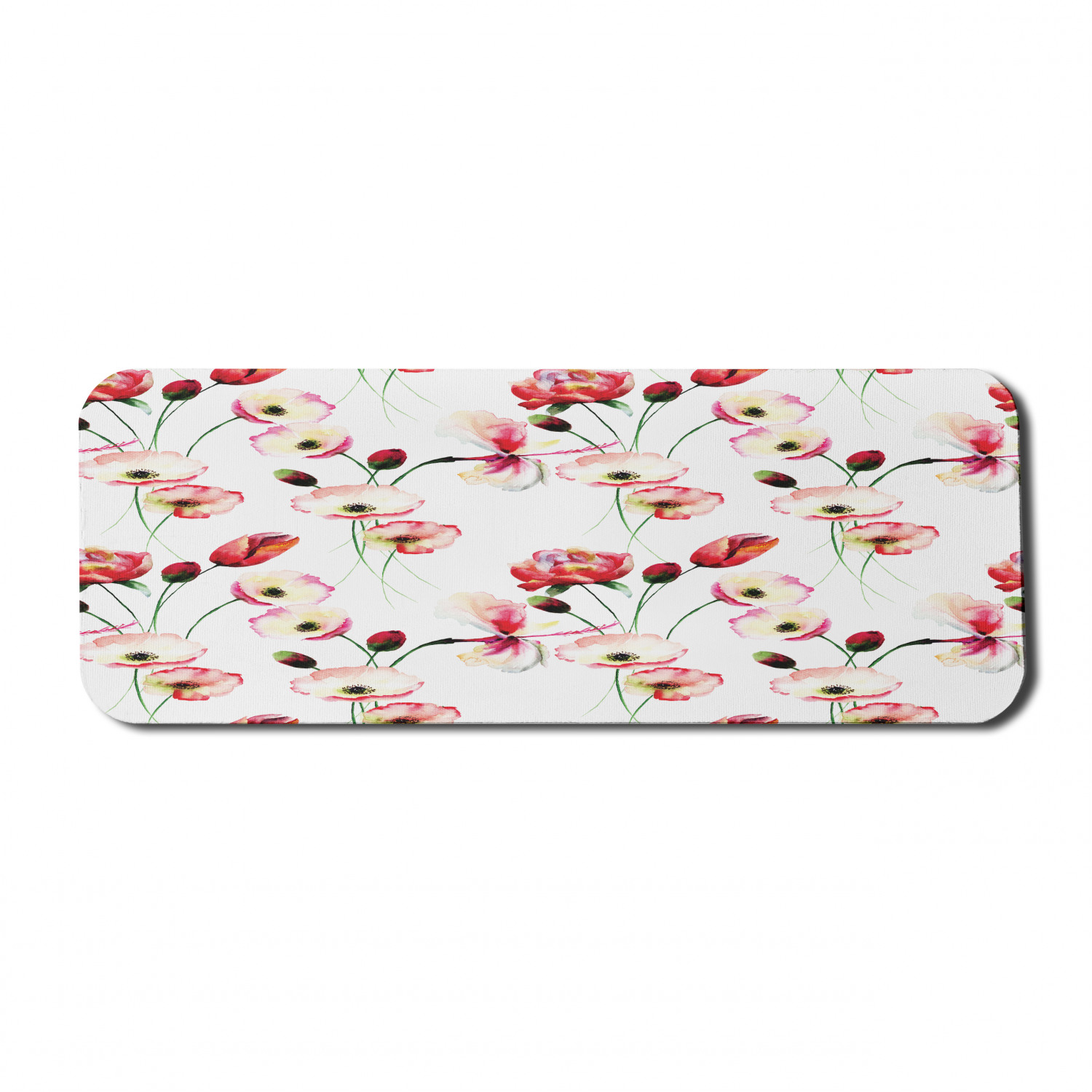 Flower Computer Mouse Pad, Pattern with Poppy Flowers Branches ...