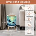 Small Trash Can with Lid Two Orcas Leaping Ocean Waves Snowy Mountains ...