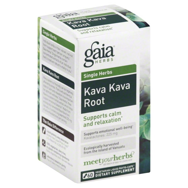 Gaia Herbs Kava Kava Root Vegan Liquid Capsules 60 Count Supports