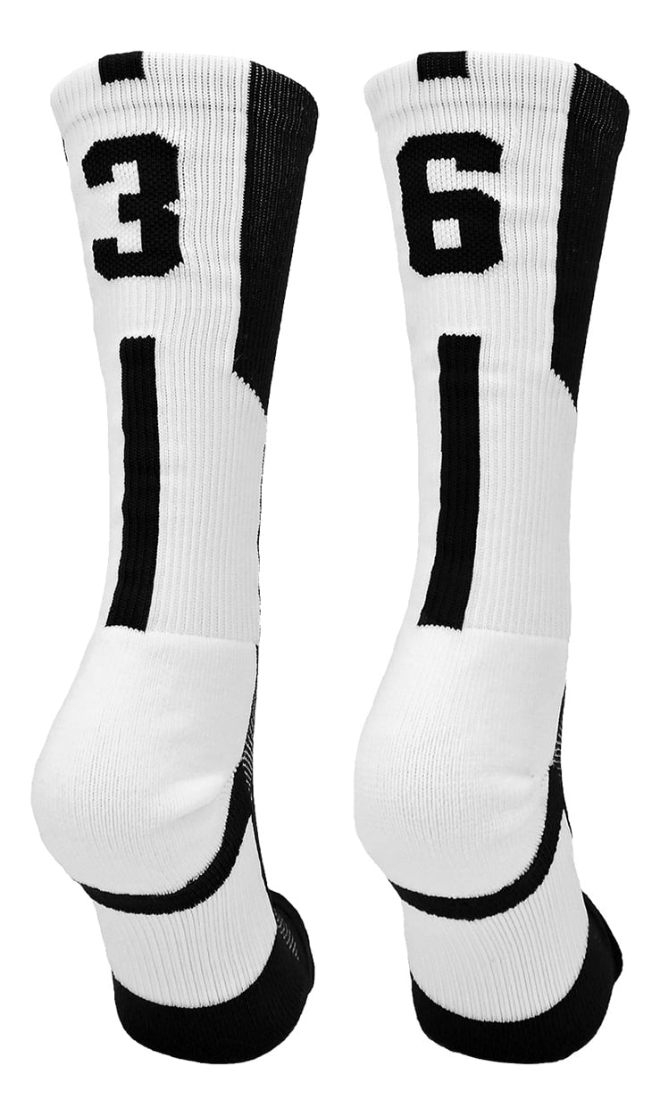 Player Id Black/White Number Crew Socks (#36, Large) - #36,Large ...