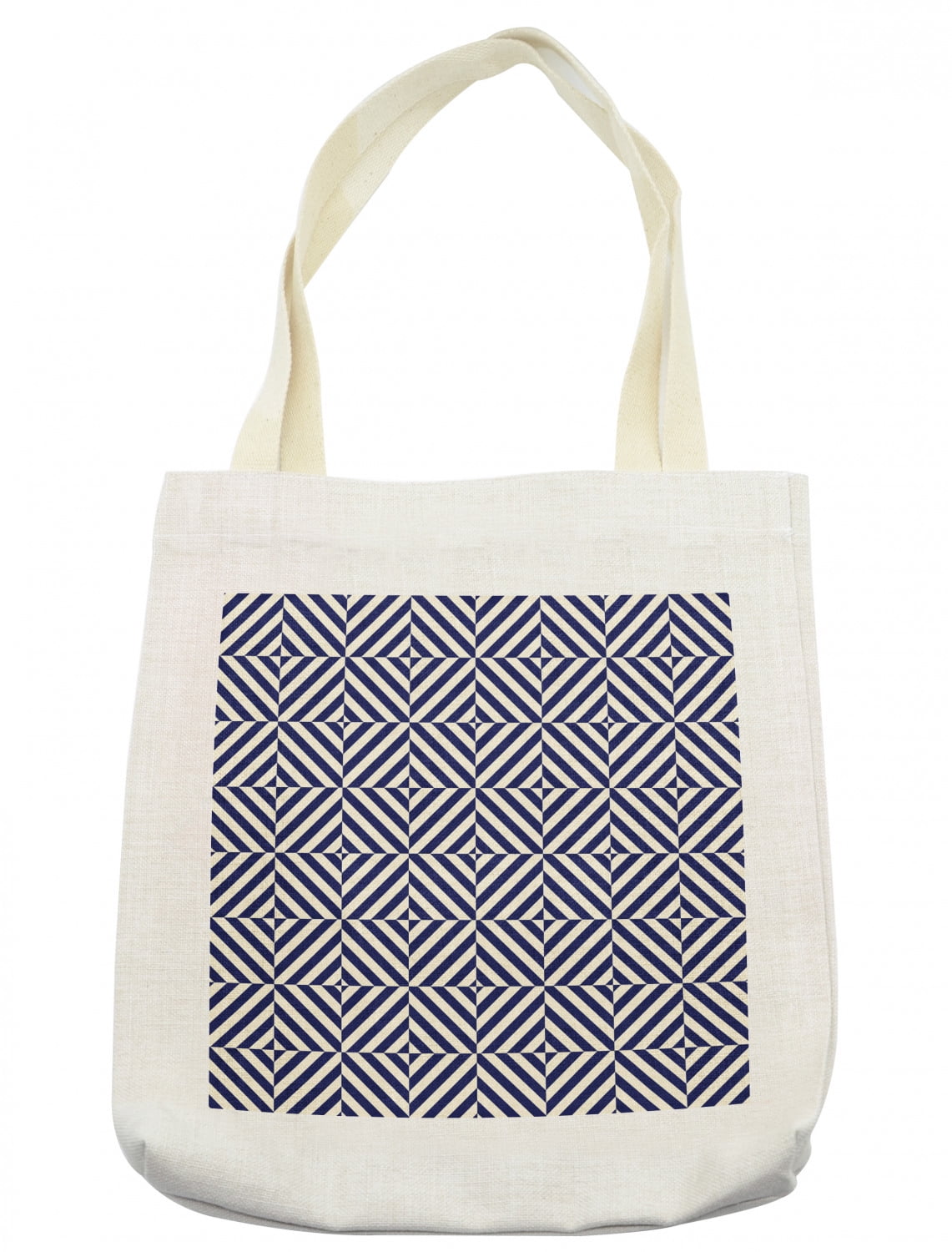 Navy Blue Tote Bag, Symmetrical and Asymmetrical Geometric Pattern ...