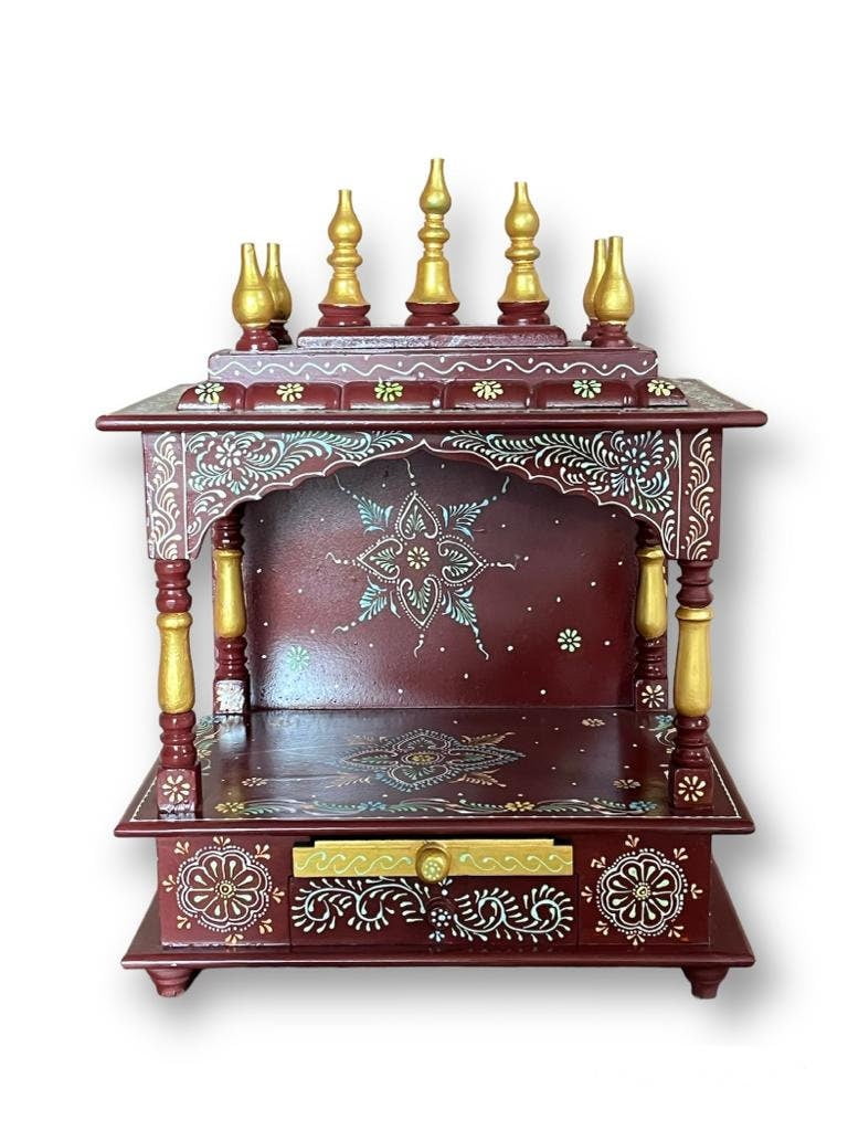 Wooden Temple Mandir Handcrafted Ethnic Hindu Temple with Doors Temple ...