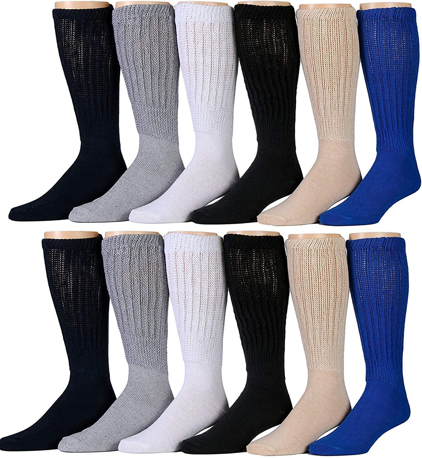 Yacht & Smith Men's Cotton Extra Heavy Slouch Socks, Boot Sock (6 Pairs ...