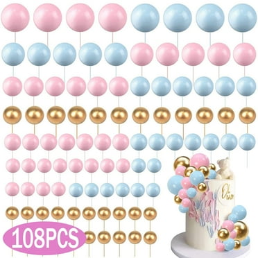 BlinkLLX 108 Pcs Balls Cake Topper DIY Cupcake Insert Foam Balloons for ...