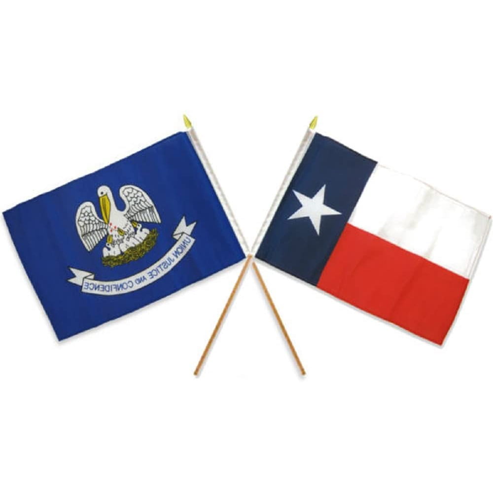 12x18 12"x18" Wholesale Combo State Louisiana & Texas Stick Flag ...