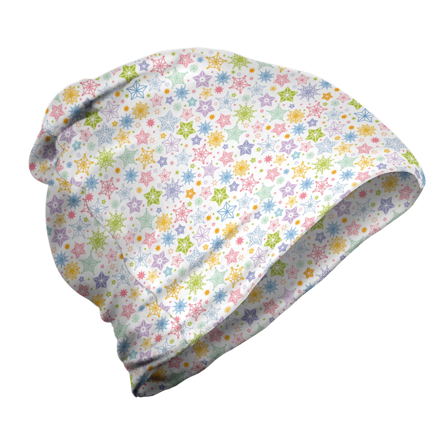 Winter Unisex Beanie, Colorful Snowflakes Forms, Hiking Outdoors ...