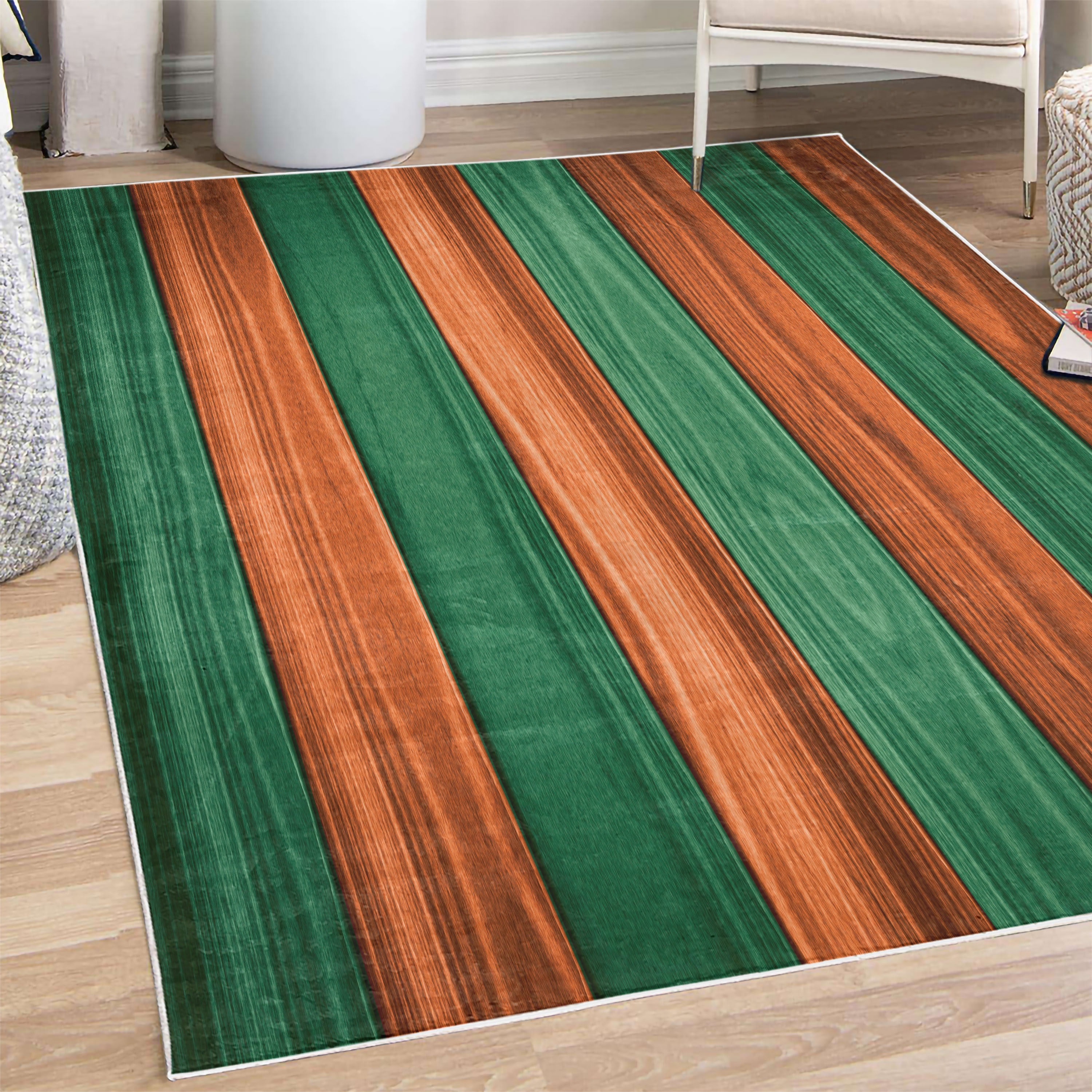 Rustic Decorative Rug, Vertical Wooden Planks Image Cottage Cabin Life ...