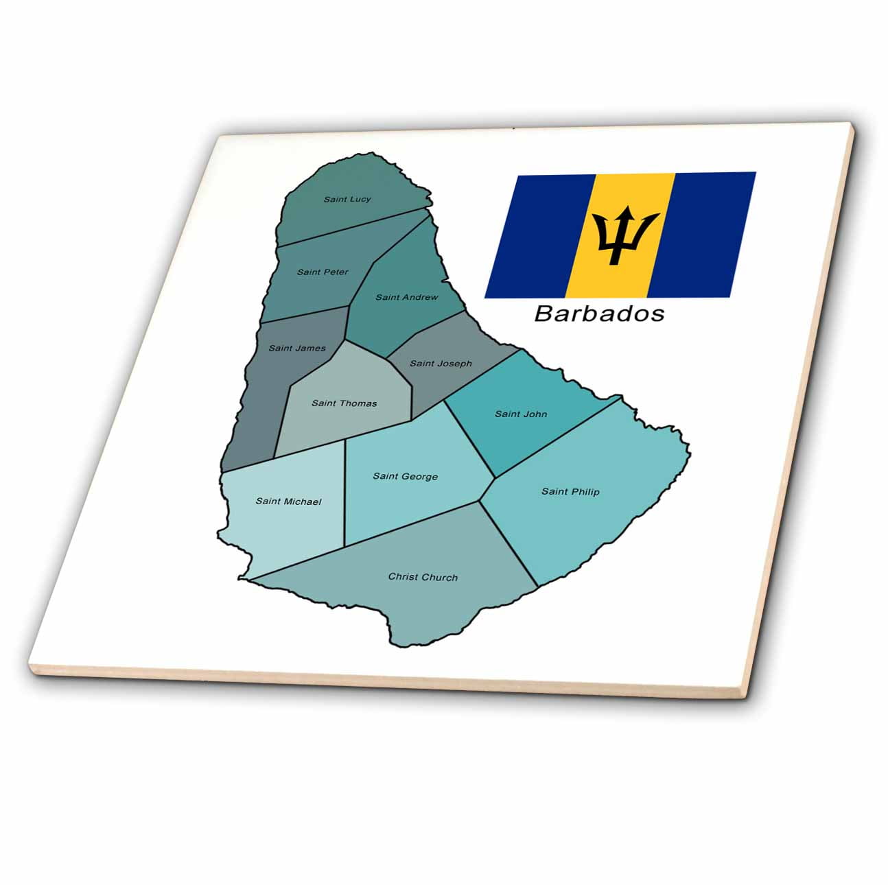 3dRose Flag and map of Barbados with map colored and all administrative ...