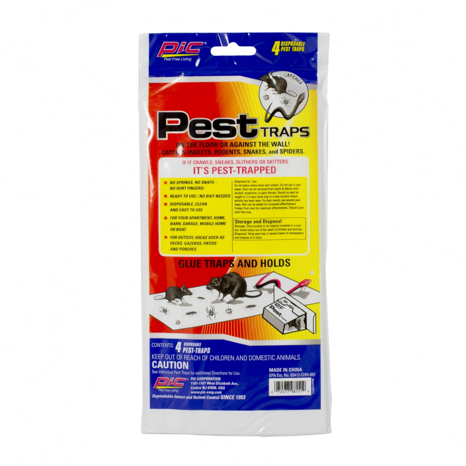 4 Pack PIC Pest Traps Glue Attracts and Traps Flying Insects No Springs ...