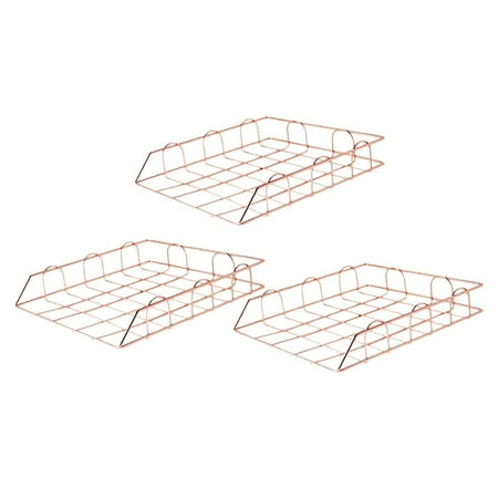 3x Metal Wire Stackable Letter Trays Mail Sorter Documents File Rack ...