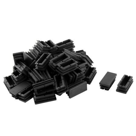 50 Pcs Black Plastic Blanking End Tube Caps Inserts Bung Rectangle 20mm ...
