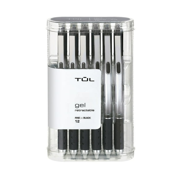 Tul Gel Pens, Retractable, Fine Point 0.5mm, Gray Barrel, Black Ink ...