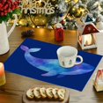 7 Piece Linen Table Runner and Placemats Set, Galaxy Whale Silhouette ...
