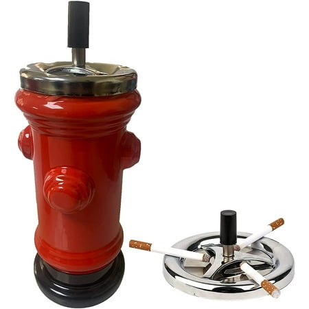 Ashtray with Lid, Modern Tabletop Standing Fire Hydrant Ashtray Push ...