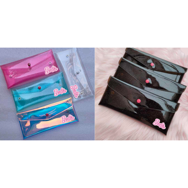 5 Barbie Transparent,Clear,Translucent, Pouch, Bag,School Stationary,Cosmetic,Birthday,Party ...