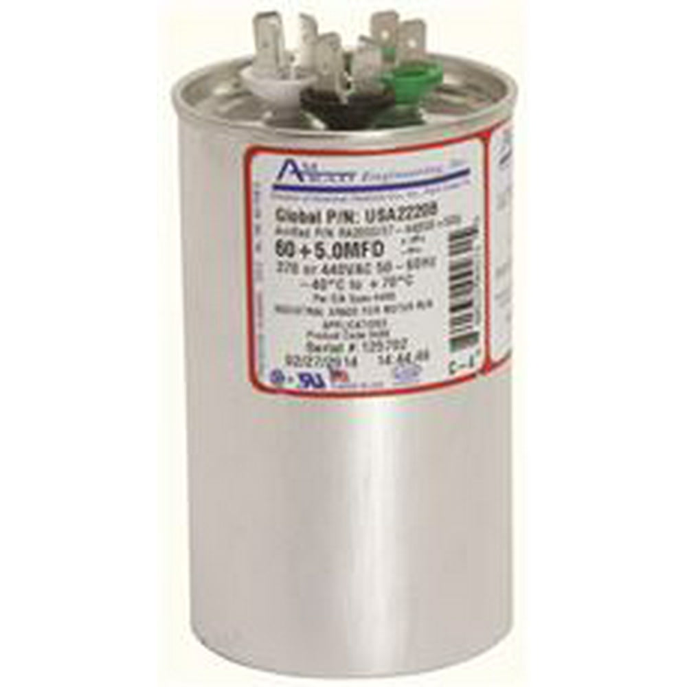 Amrad Engineering Round Usa-Made Motor Run Capacitor, 60/5 Mfd, 370/440 ...