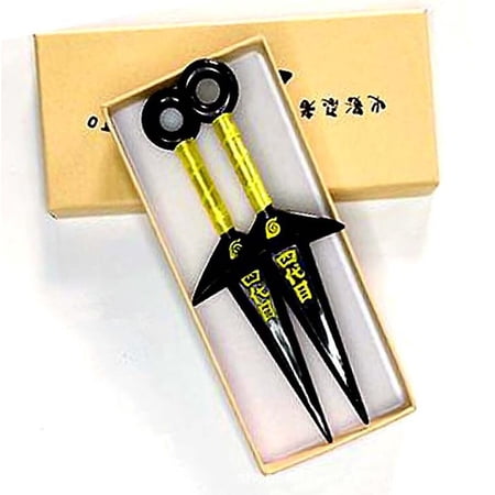 Naruto Theme Namikaze Minato Weapon Black Shuriken Golden Handle 14cm ...