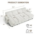 U-Shaped Sectional Sleeper Sofa Bed 105", Pull-Out Bed with 5-Position ...