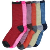 ToBeInStyle Women's Pack of 6 Fashion Printed Crew Sock - Dual Color ...